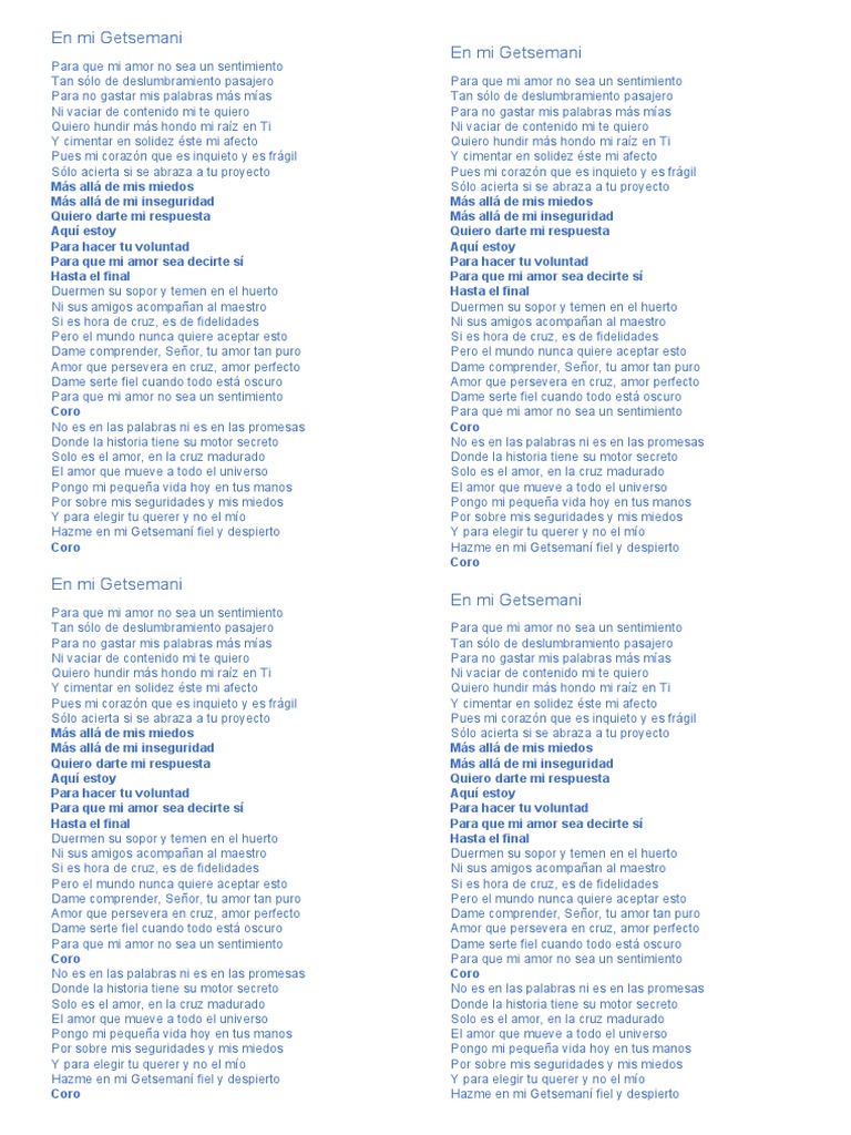 En Mi Getsemani-CANCION | PDF | Amor