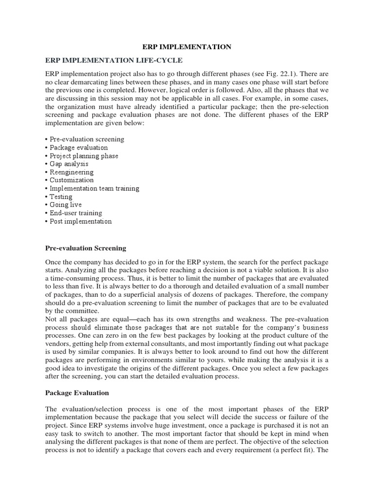 Module 3 and 4 - ERP Implementation | PDF | Enterprise Resource Planning | Risk