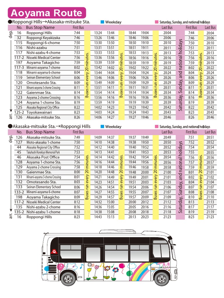 Bus Route and Schedule from Roppongi Hills to Akasaka-mitsuke Station ...