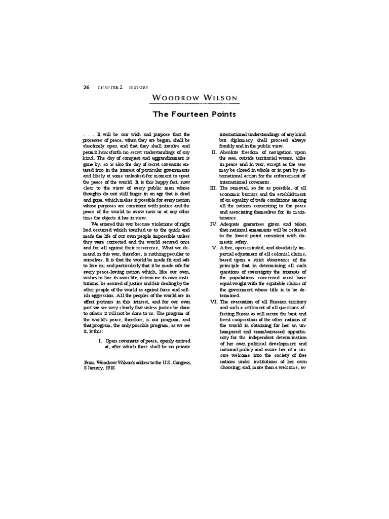 Woodrow Wilson's Fourteen Points Explained | PDF | Peace | Communism