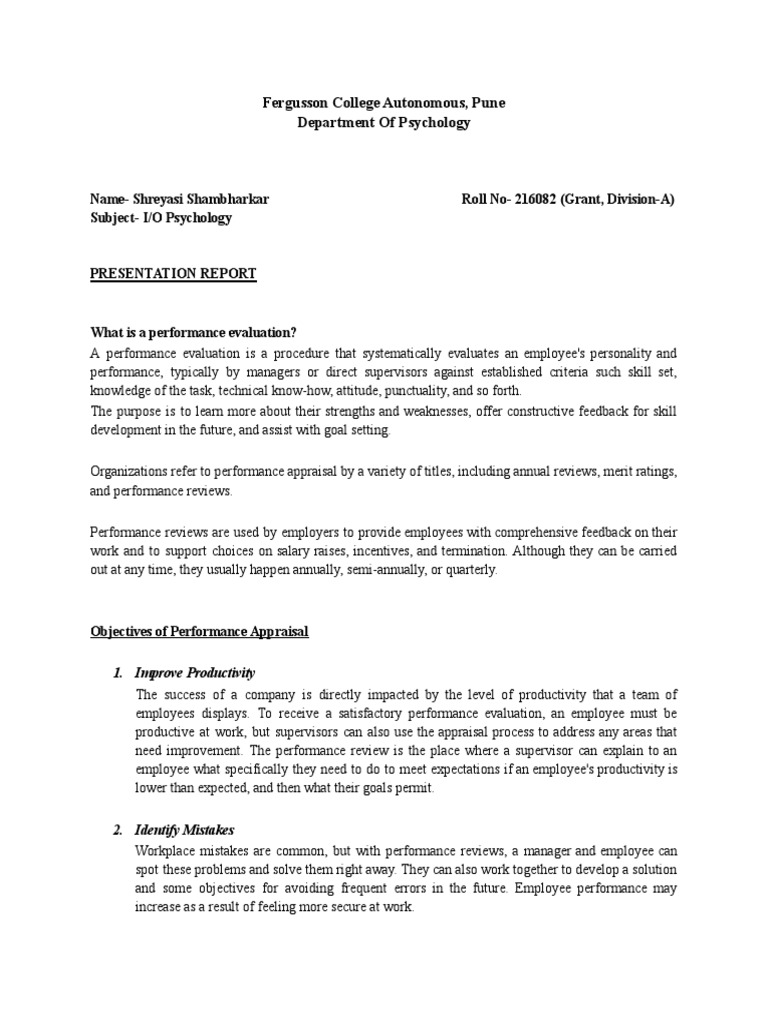 Presentation Report | Descargar gratis PDF | Performance Appraisal ...