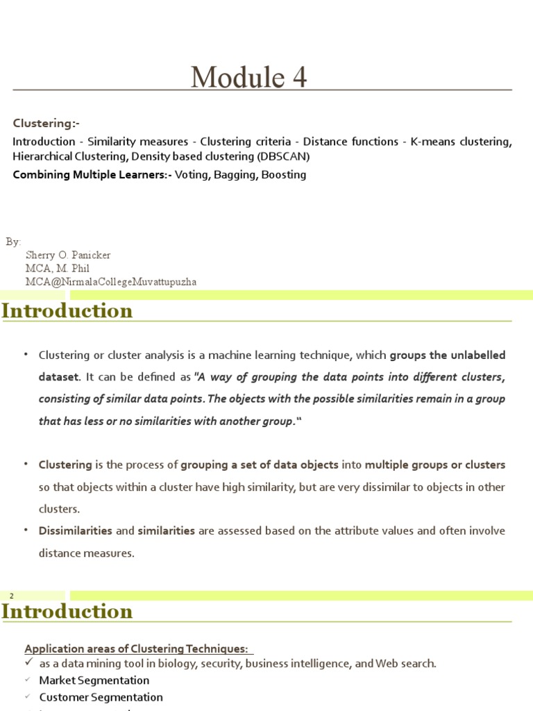 Mod 4 - CLustering | PDF | Cluster Analysis | Statistical Classification