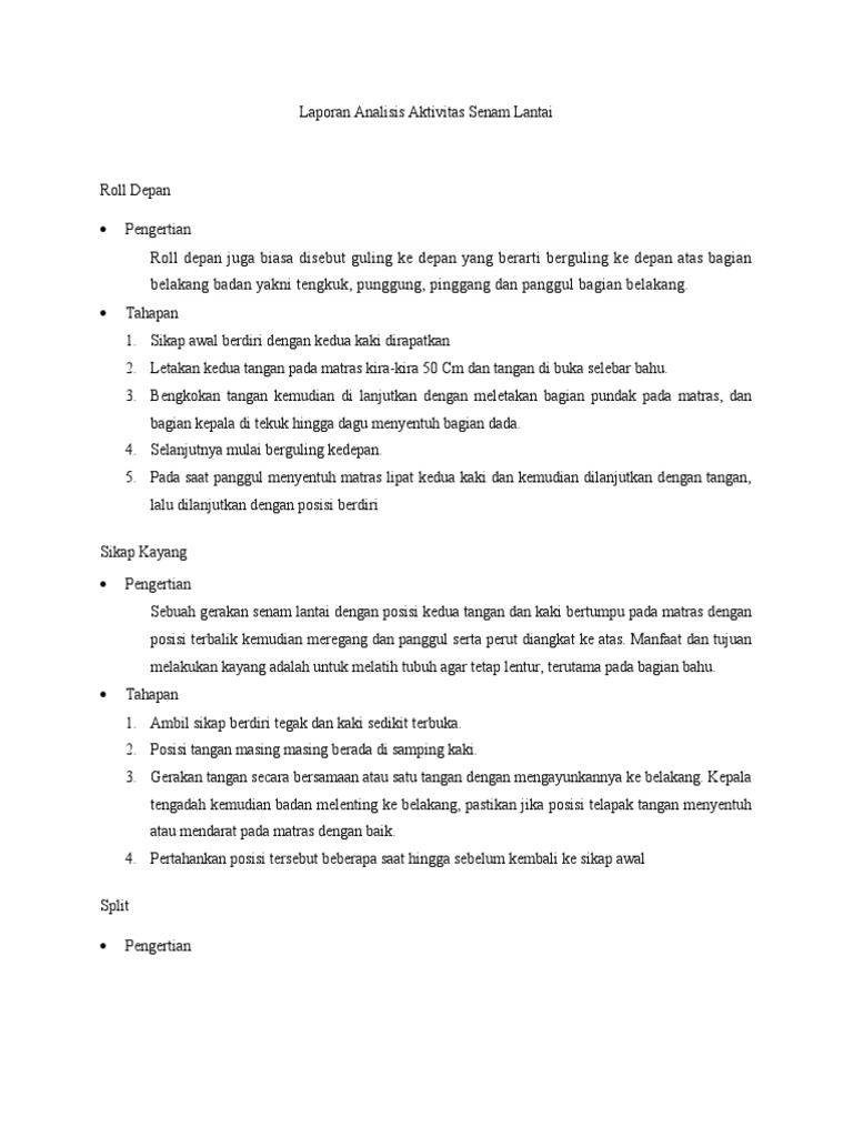Laporan Analisis Senam Lantai | PDF