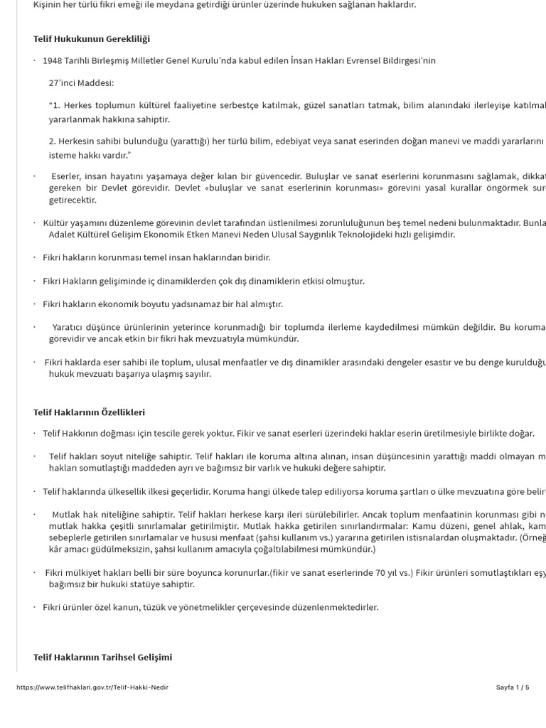 Telif Hakkı Nedir? - Telif Hakları Genel Müdürlüğü | PDF