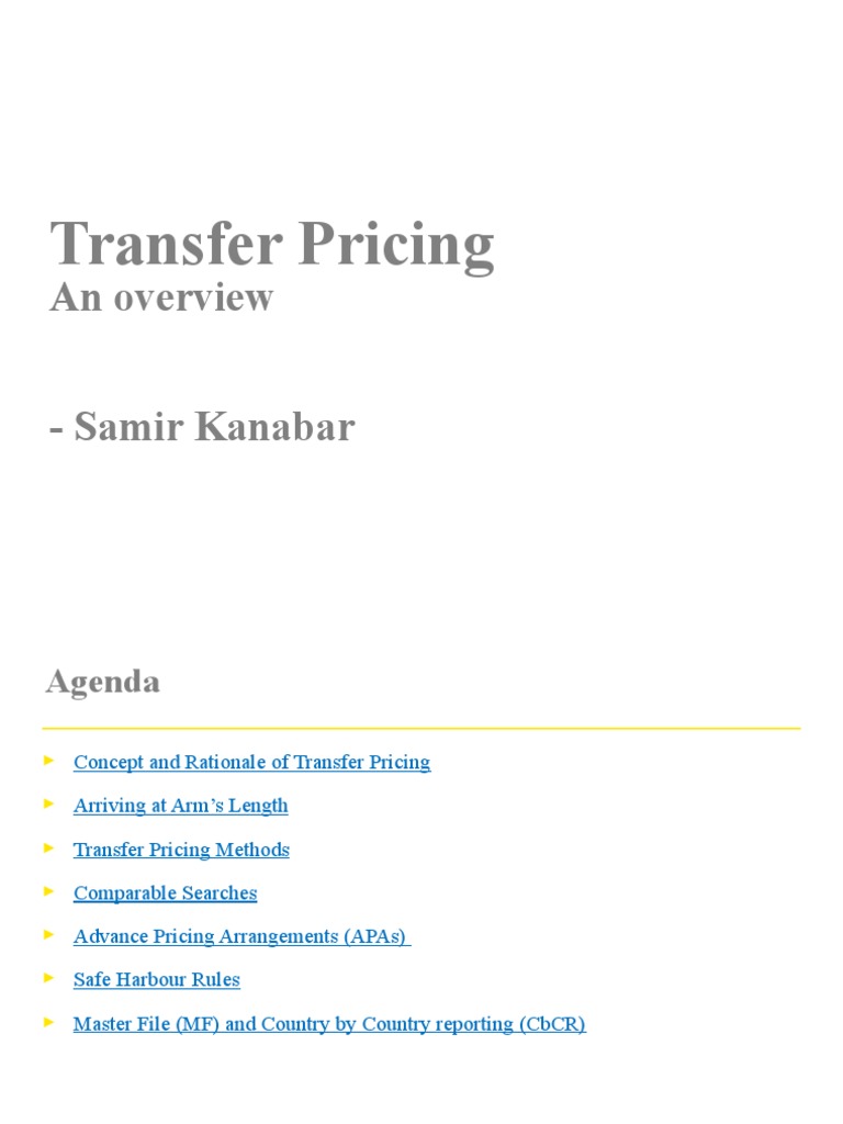NMIMS - Session 2 - Transfer Pricing and APA - An Overview | PDF | Business | Market (Economics)