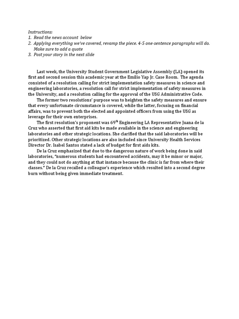 Newswriting - Workshop - NSPC | PDF