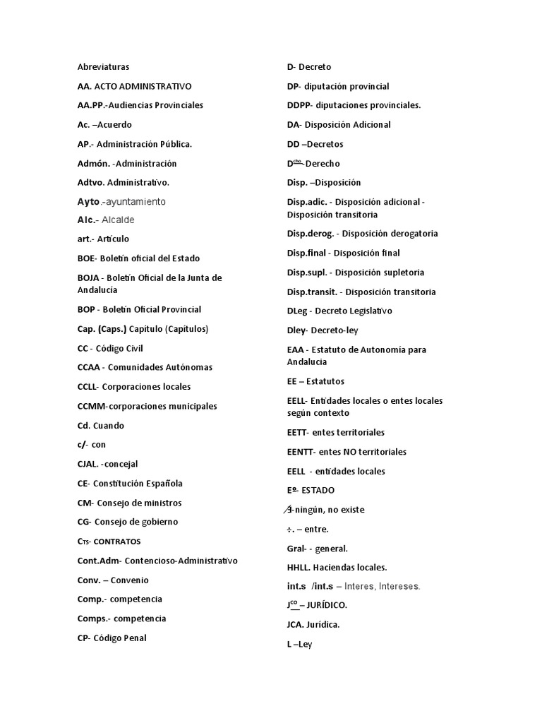 Abreviaturas | PDF | Instituciones sociales | Ley Pública
