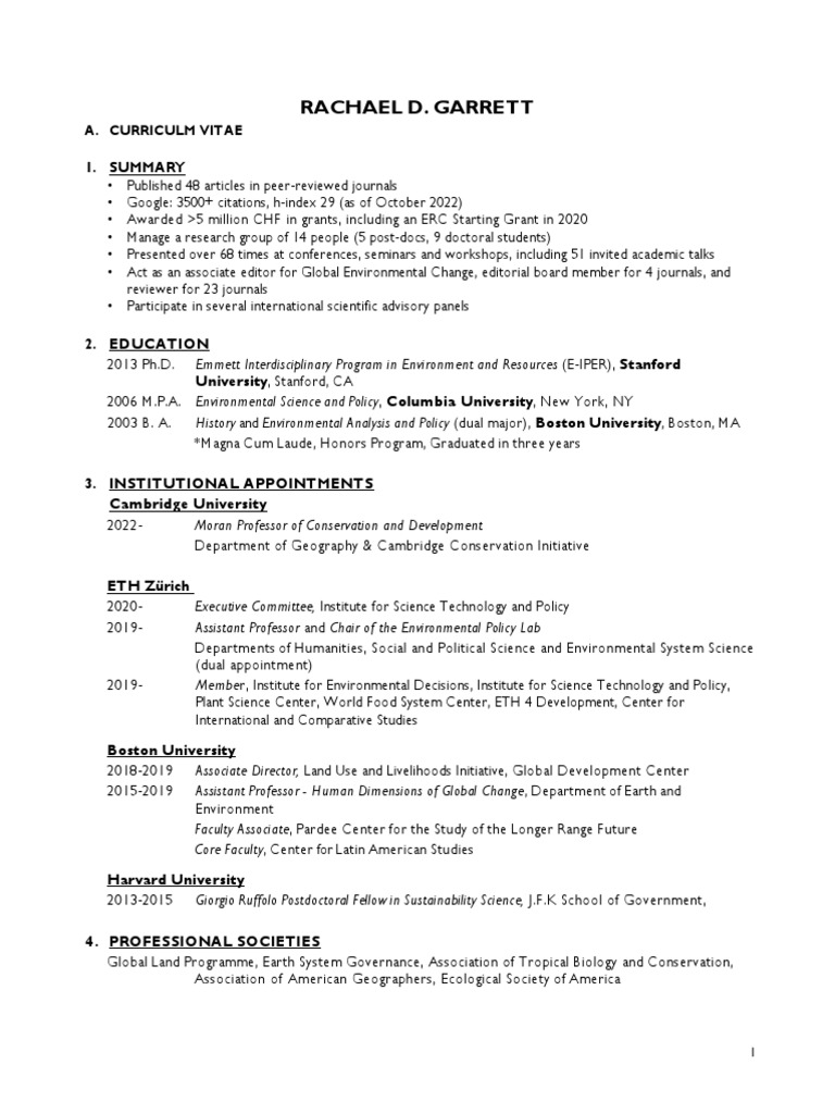 Garrett CV October2022 | PDF | Amazon Rainforest | Agriculture
