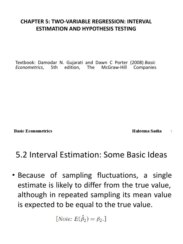 Chap 5 Two Variable Regression Interval Estimation And Hypothesis
