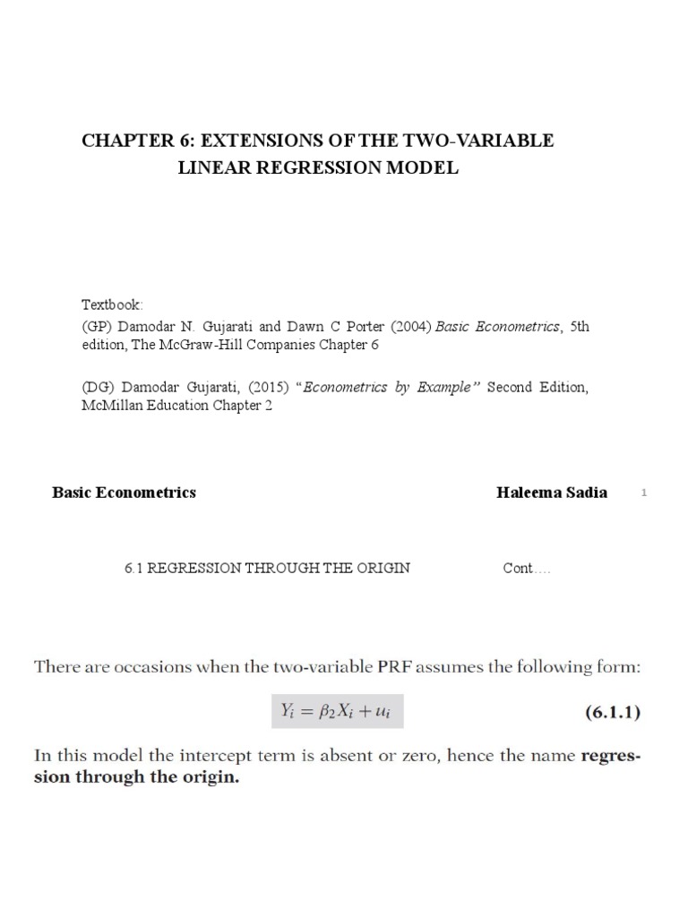 Chap 6 Extensions of The Two-Variable Linear Regression Model | PDF ...