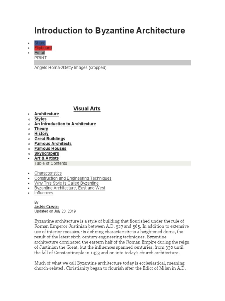 Introduction To Byzantine Architecture | PDF | Byzantine Empire | Dome