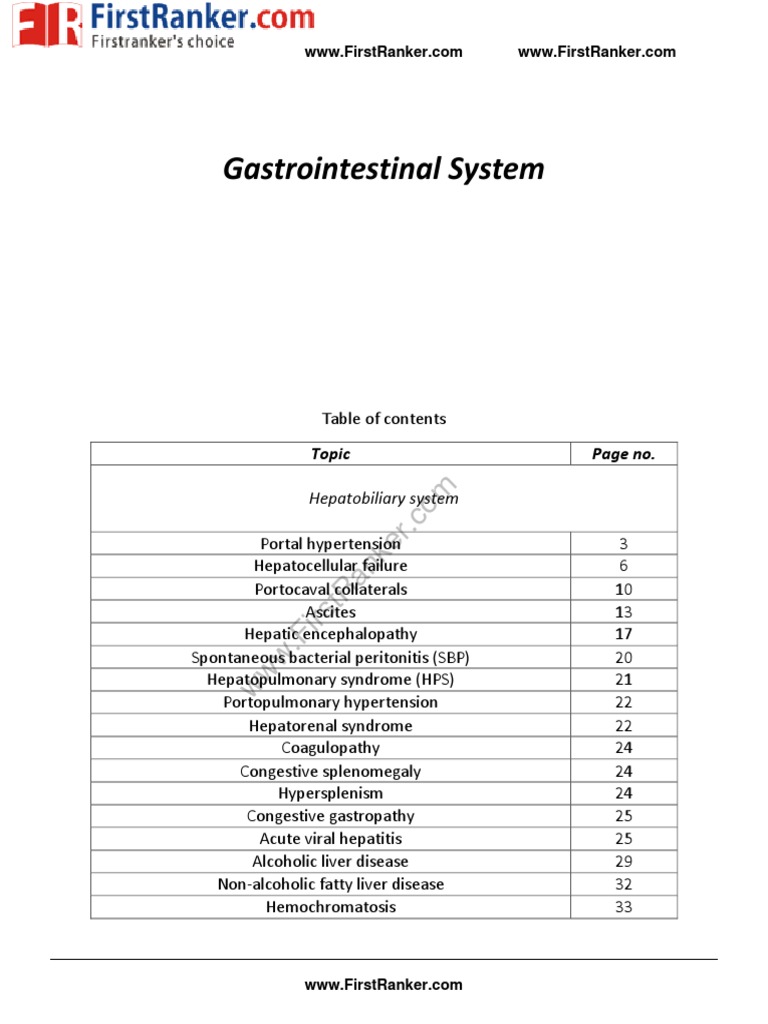 Gastrointestinal System | PDF | Cirrhosis | Hepatitis