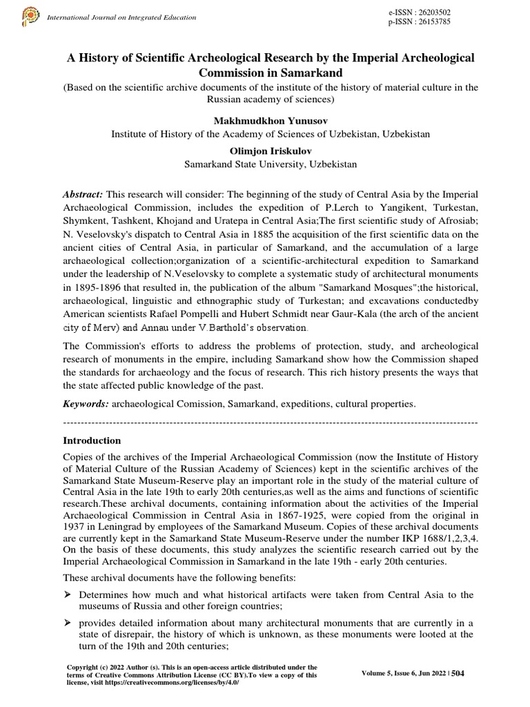 A History of Scientific Archeological Research by The Imperial ...