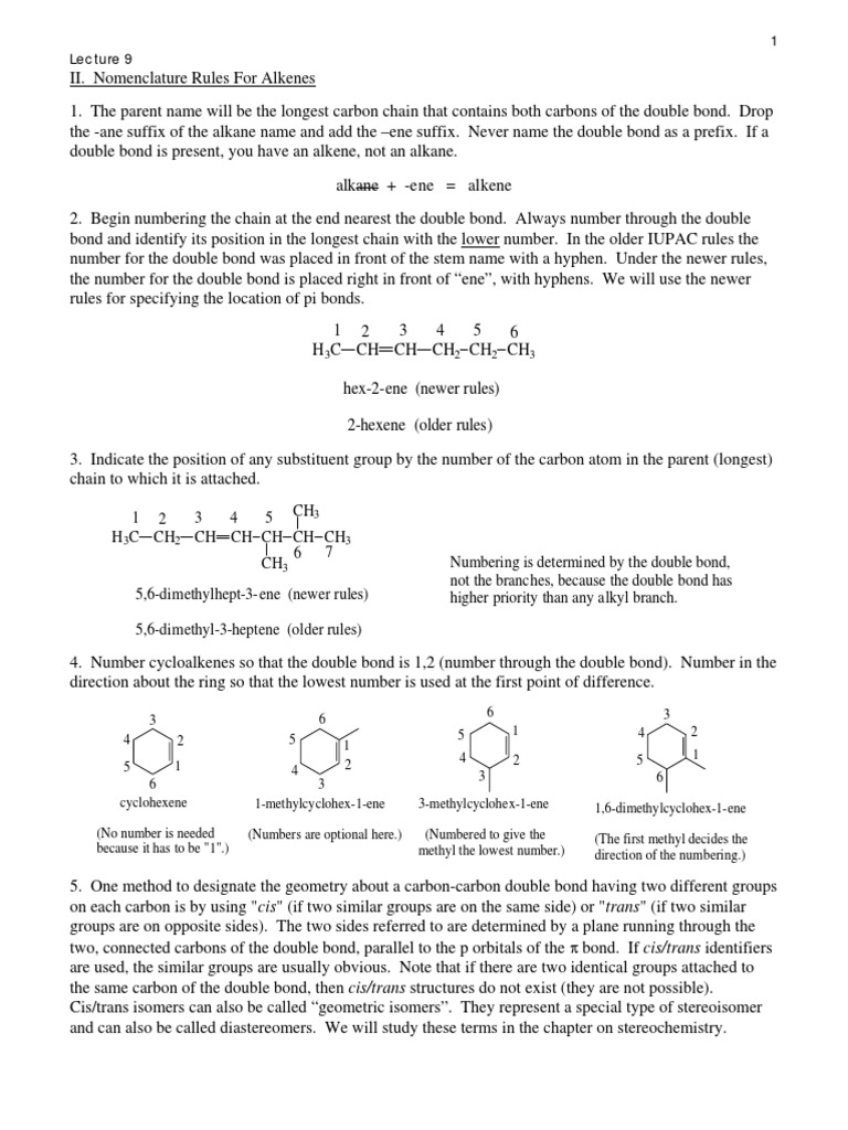 Naming Alkenes | PDF | Alkene | Functional Group