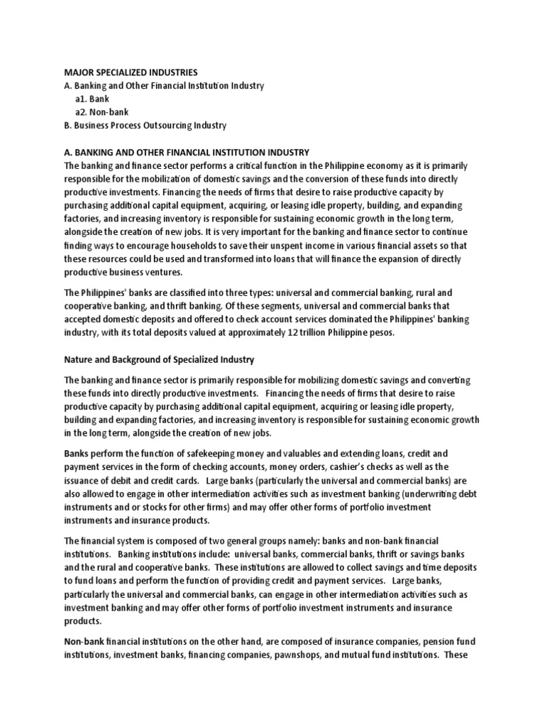 Module 2 - Major Specialized Industries | PDF | International Financial ...