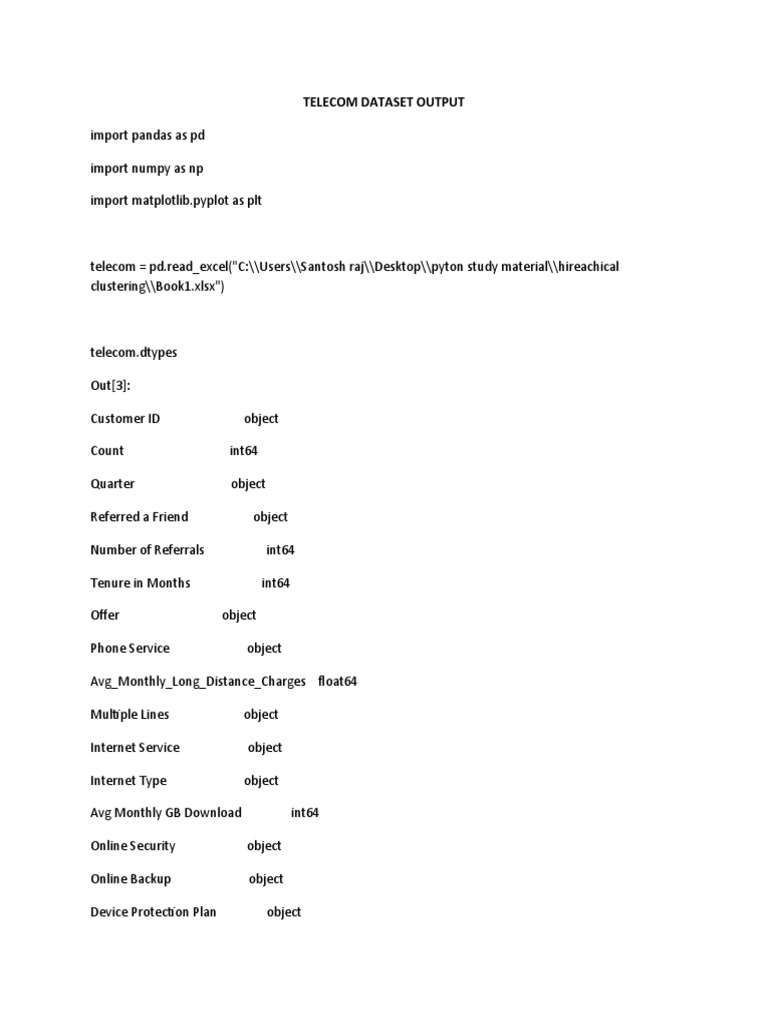 Telecom Dataset Output | PDF | Streaming Media | Computer Programming