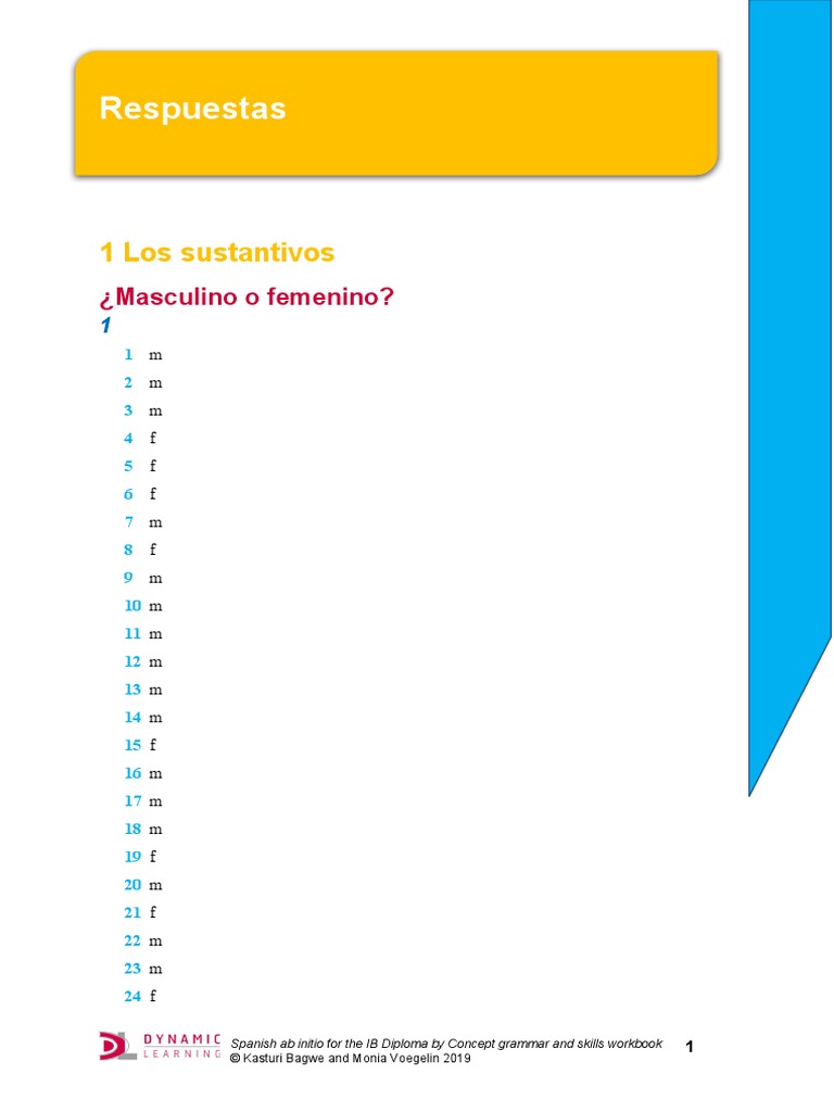 Spanish Ab Initio Workbook Answers | PDF | Plural | Lingüística