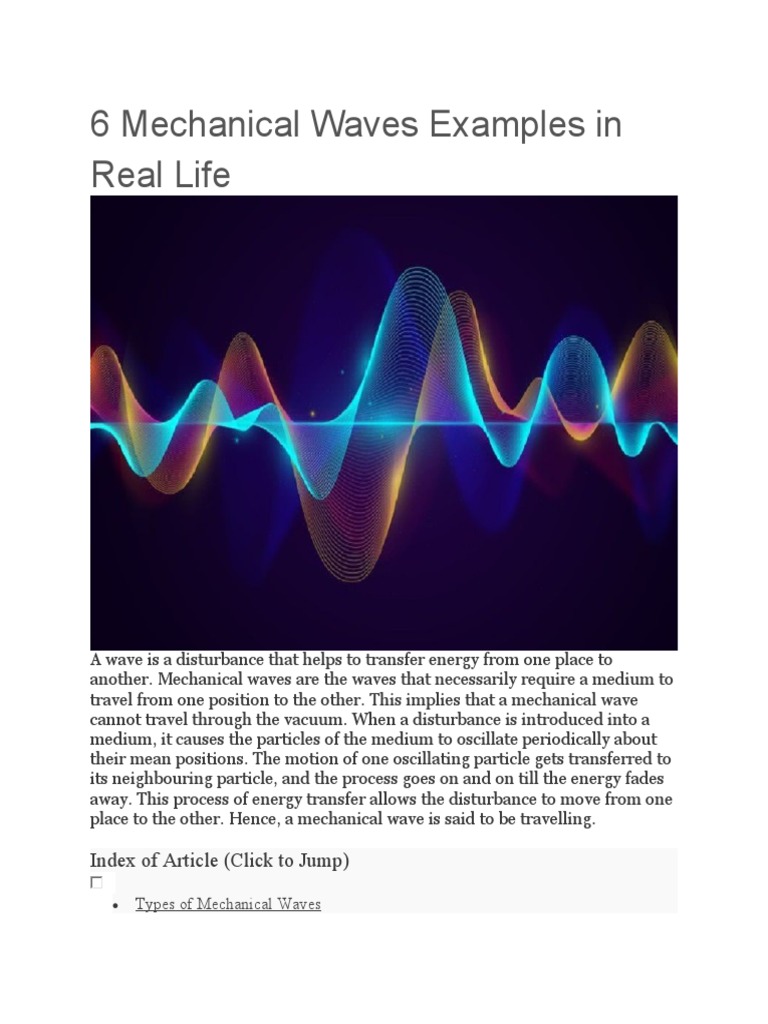 6 Mechanical Waves Examples in Real Life | PDF | Waves | Sound