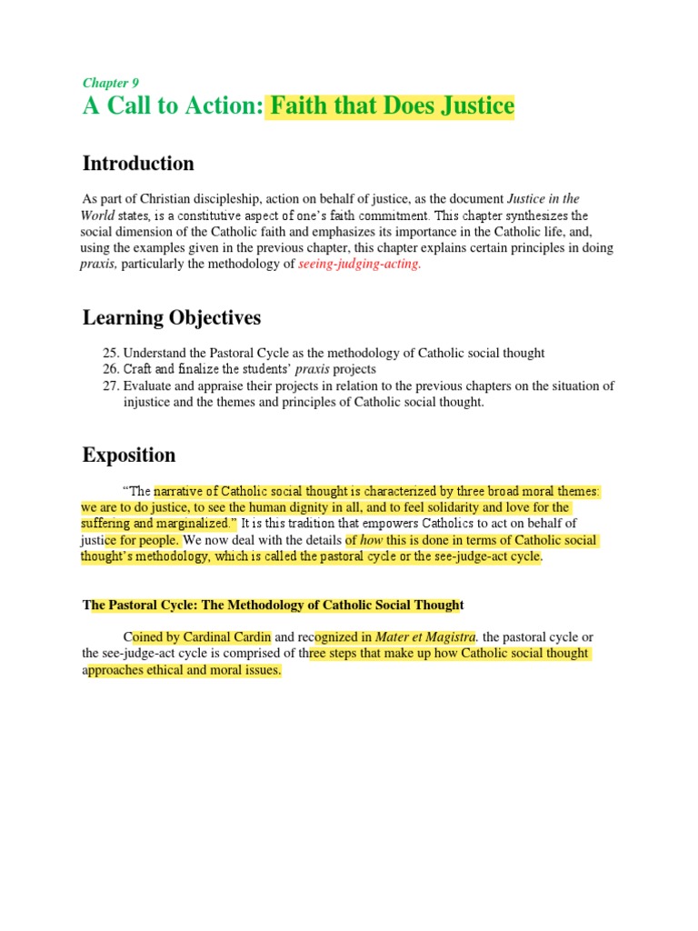 R4 - Lesson 9 - A Call To Action | PDF | Catholic Social Teaching ...