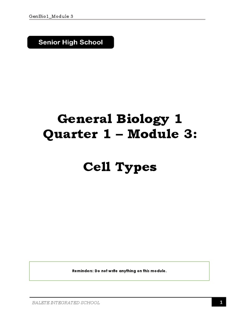 Gen Bio 1 Module 4 | PDF | Cell (Biology) | Tissue (Biology)