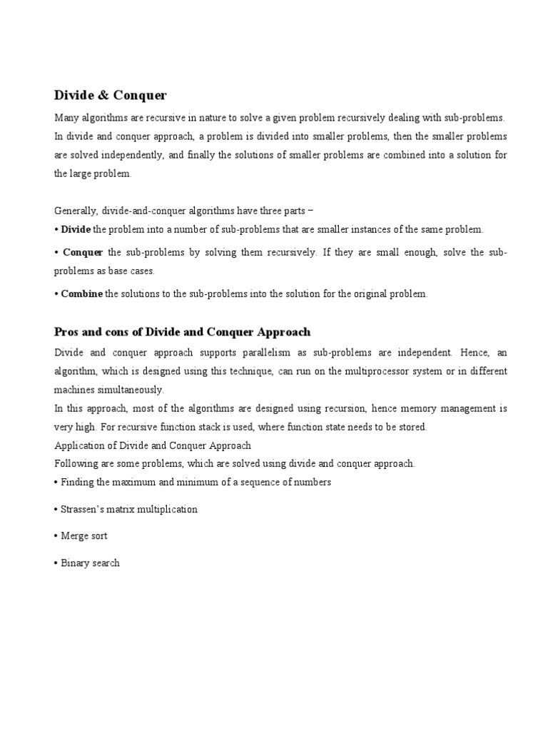 4 1 Divide And Conquer Pdf Computing Mathematics