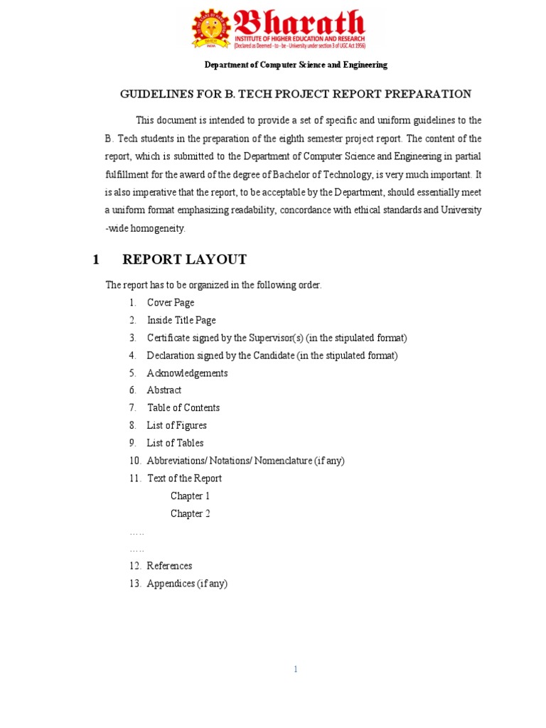 Project Report Preparation Guidelines - CSE | PDF | Thesis | Paragraph