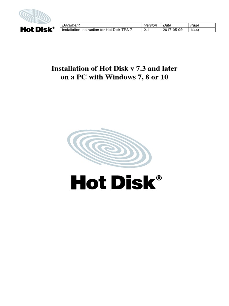 Installation of Hot Disk TPS 7 Software | PDF | Installation (Computer ...