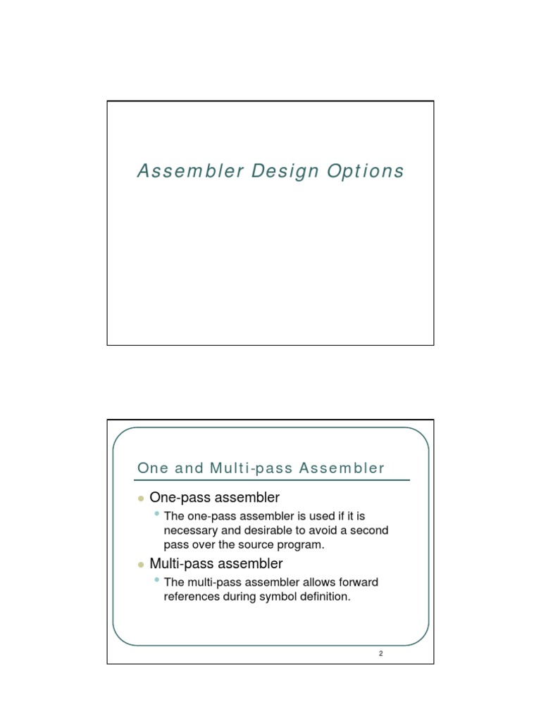 One Pass Vs Multi Pass Assemblers Pdf Assembly Language 7192
