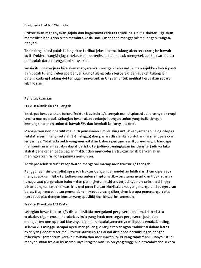 Diagnosis dan Penatalaksanaan Fraktur Klavikula | PDF | Sains & Matematika
