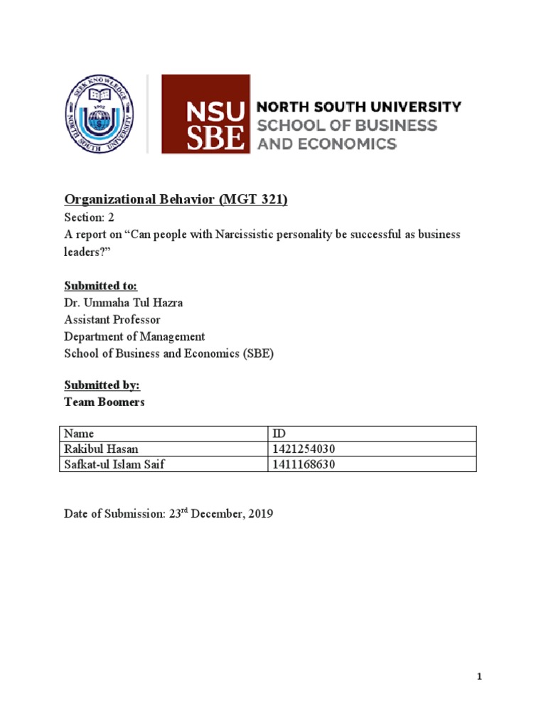 MGT 321 Final | PDF | Narcissism | Leadership