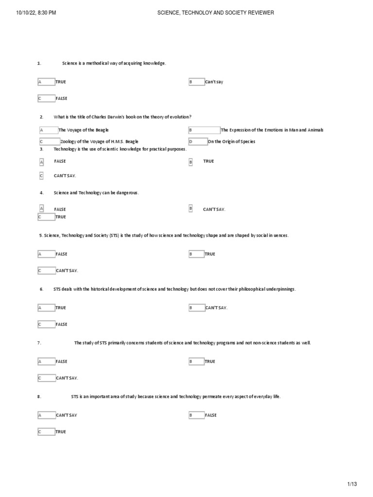 STS Reviewer Covers Science, Tech Impact | PDF | Social Sciences | Science