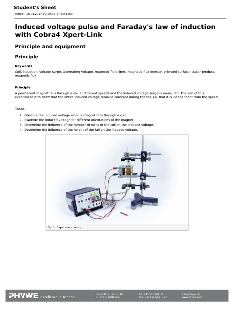 Materi 1 Induced Voltage Pulse And Faraday S Law Of Induction Pdf