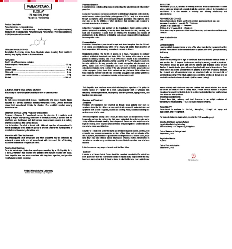Paracetamol Leaflet | PDF | Fever | Dose (Biochemistry)