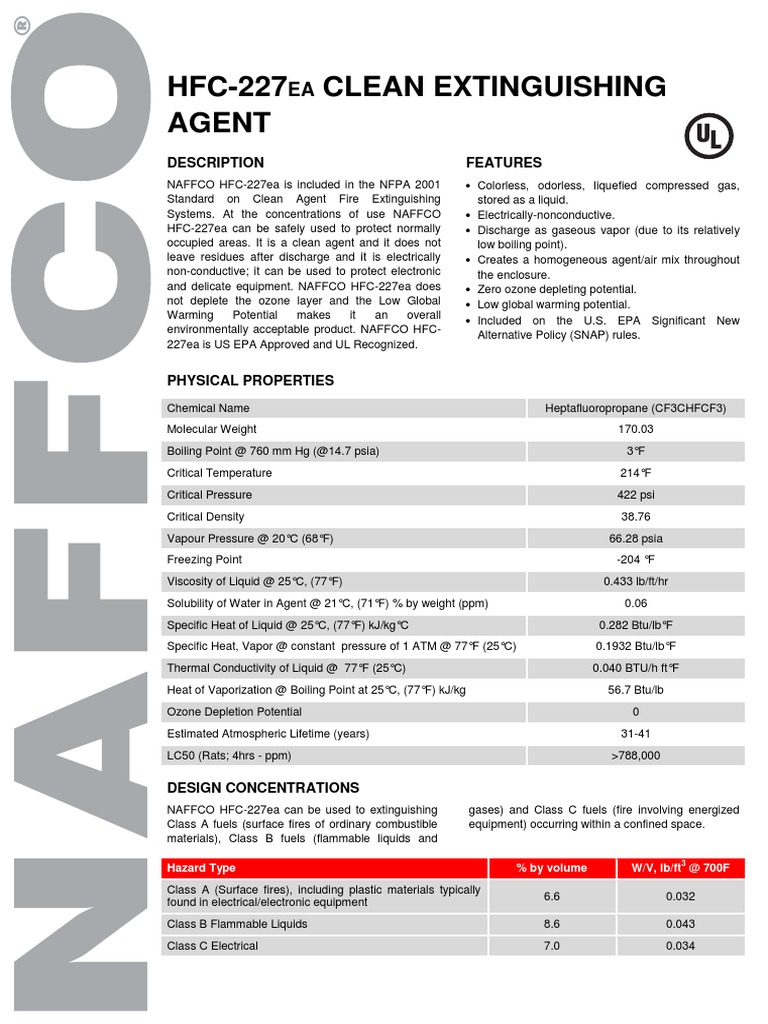 Hfc-227ea - Data Sheet-Naffco | PDF | Chemical Elements | Physical ...
