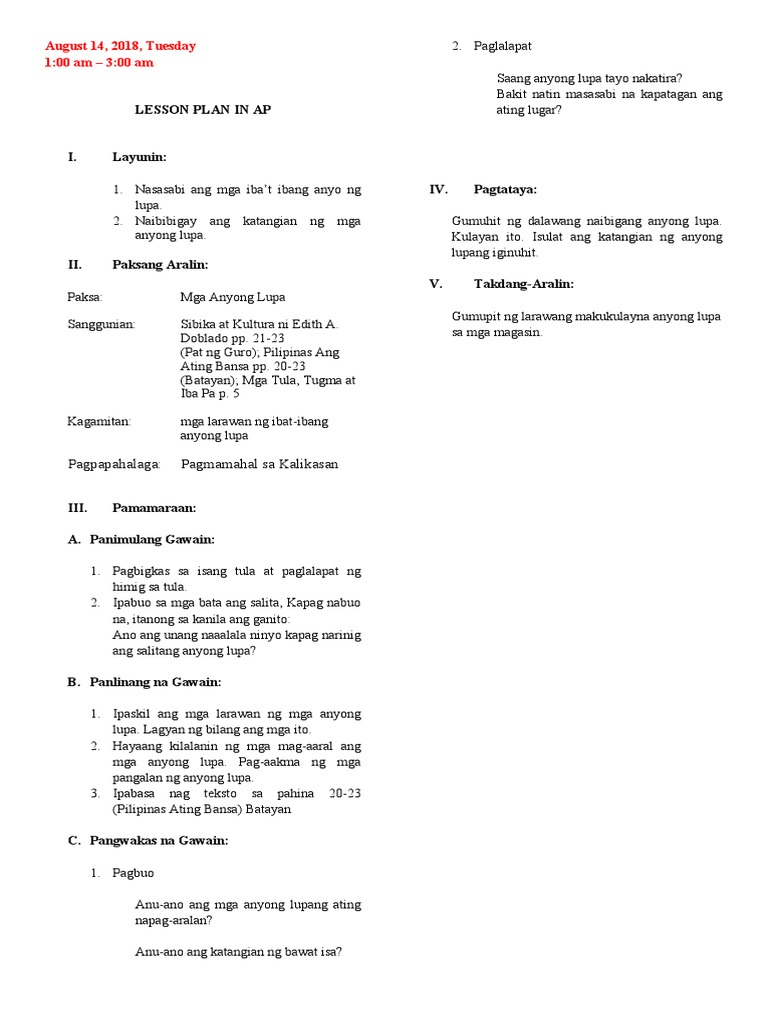 Lesson Plan in Ap1 | PDF