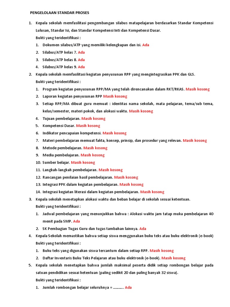 Pengelolaan Standar Proses | PDF | Karier & Perkembangan