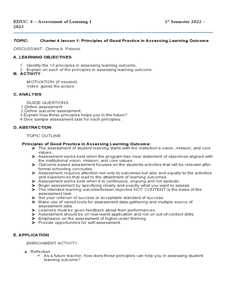 Educ. 4 Sample Lesson Guide | PDF