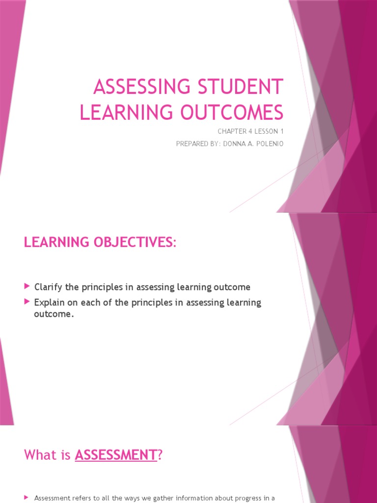 Assessing Student Learning Outcomes: Chapter 4 Lesson 1 Prepared By ...