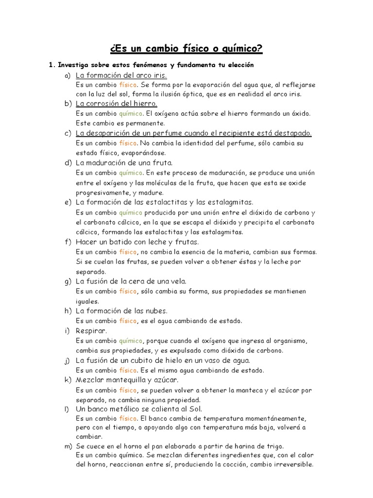 Cambios físicos y químicos explicados | PDF | Oxígeno | Agua