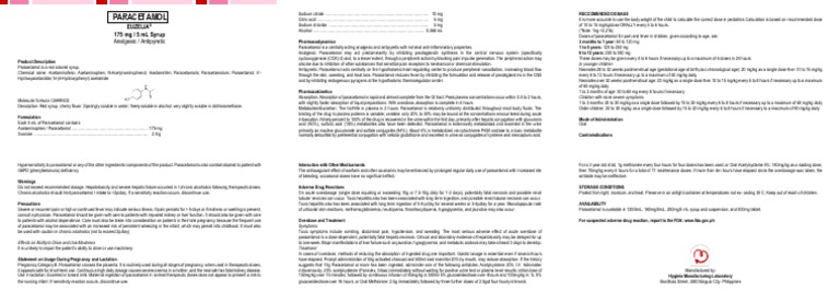 PARACETAMOL Leaflet 2 Inches | PDF | Drug Metabolism | Drug Overdose