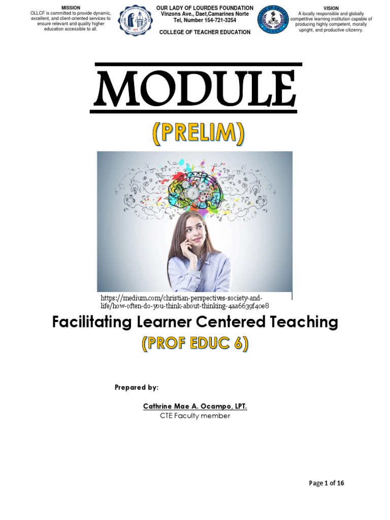 Prelim Learning Module - Facilitating Learning | PDF | Learning ...