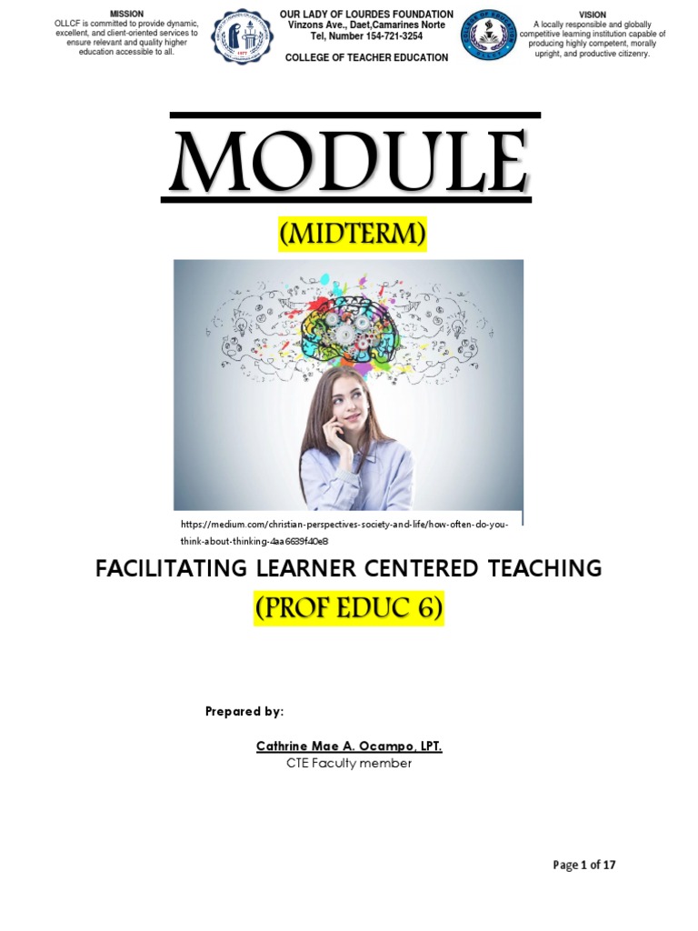 Midterm Learning Module - Facilitating Learning | PDF | Metacognition | Learning