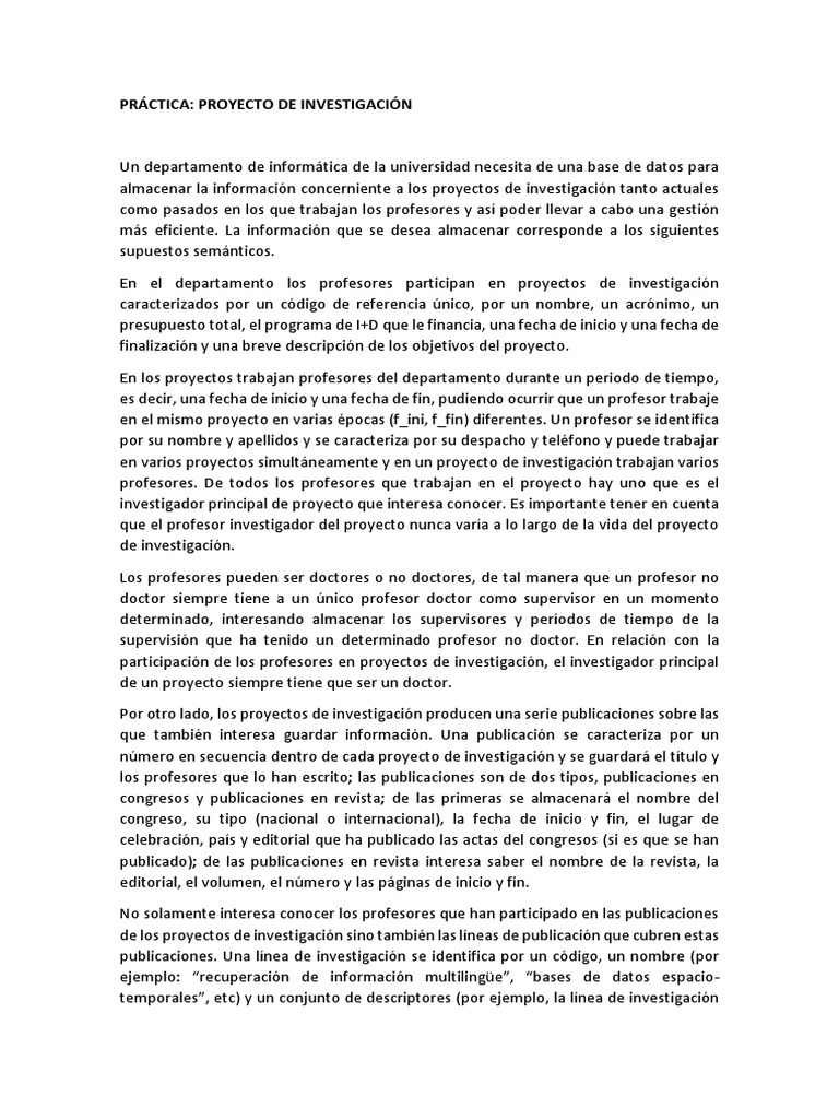 Prac Er Relacional Proyecto Investigación | PDF | Bases de datos | Ciencias de la Computación