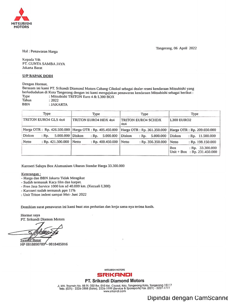 Penawaran Triton & L300 | PDF
