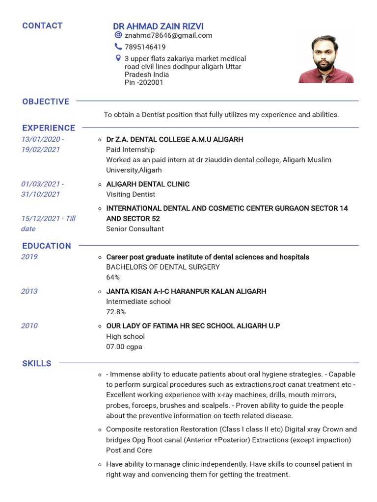 DR Zain CV New Updated 2022 | PDF | Dentistry | Health Care
