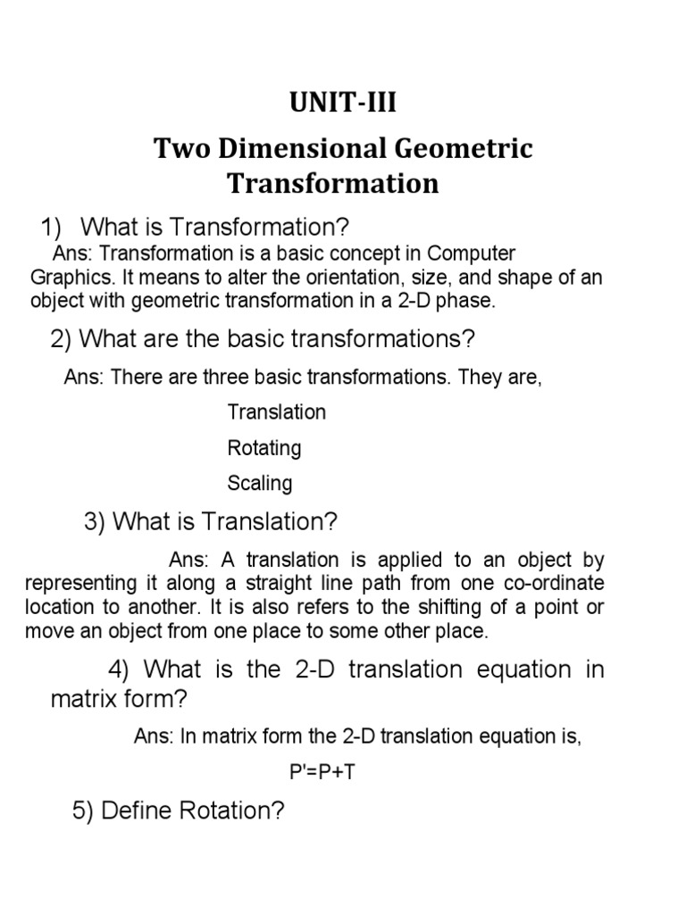 CG Questions | PDF | 2 D Computer Graphics | Matrix (Mathematics)