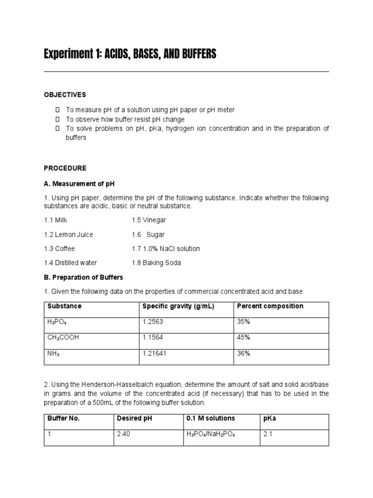 Group 4-Experiment 1 - POST LAB | PDF | Ph | Buffer Solution
