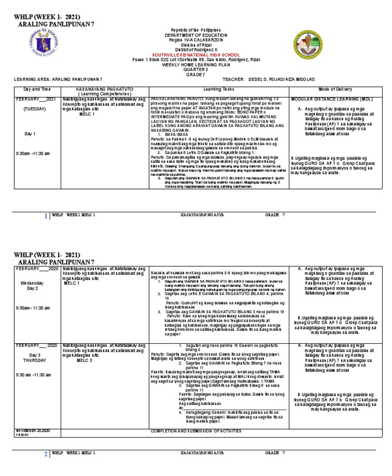 2nd Q WHLP Ap7 Week 1 | PDF