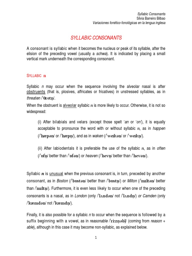 Understanding Syllabic Consonants | PDF
