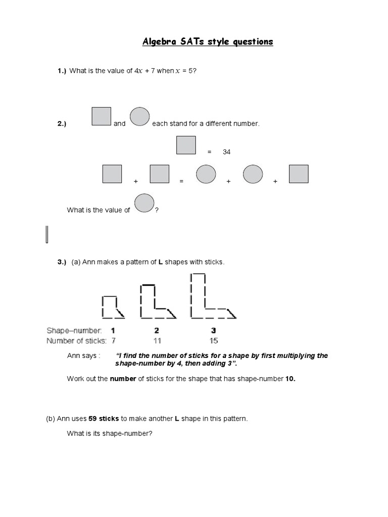 Algebra Worksheet | PDF | Teaching Methods & Materials